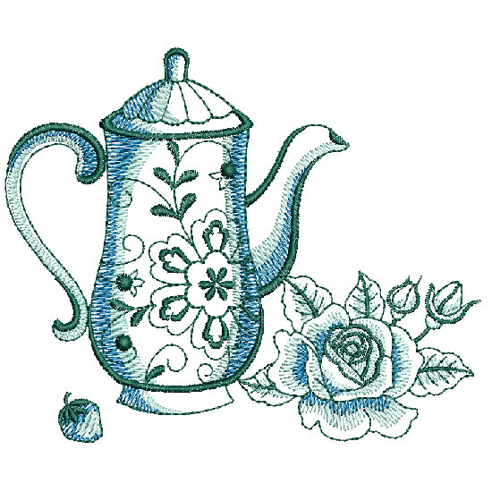 Página Inicial Bule Matriz de bordado Hora do Chá 002
